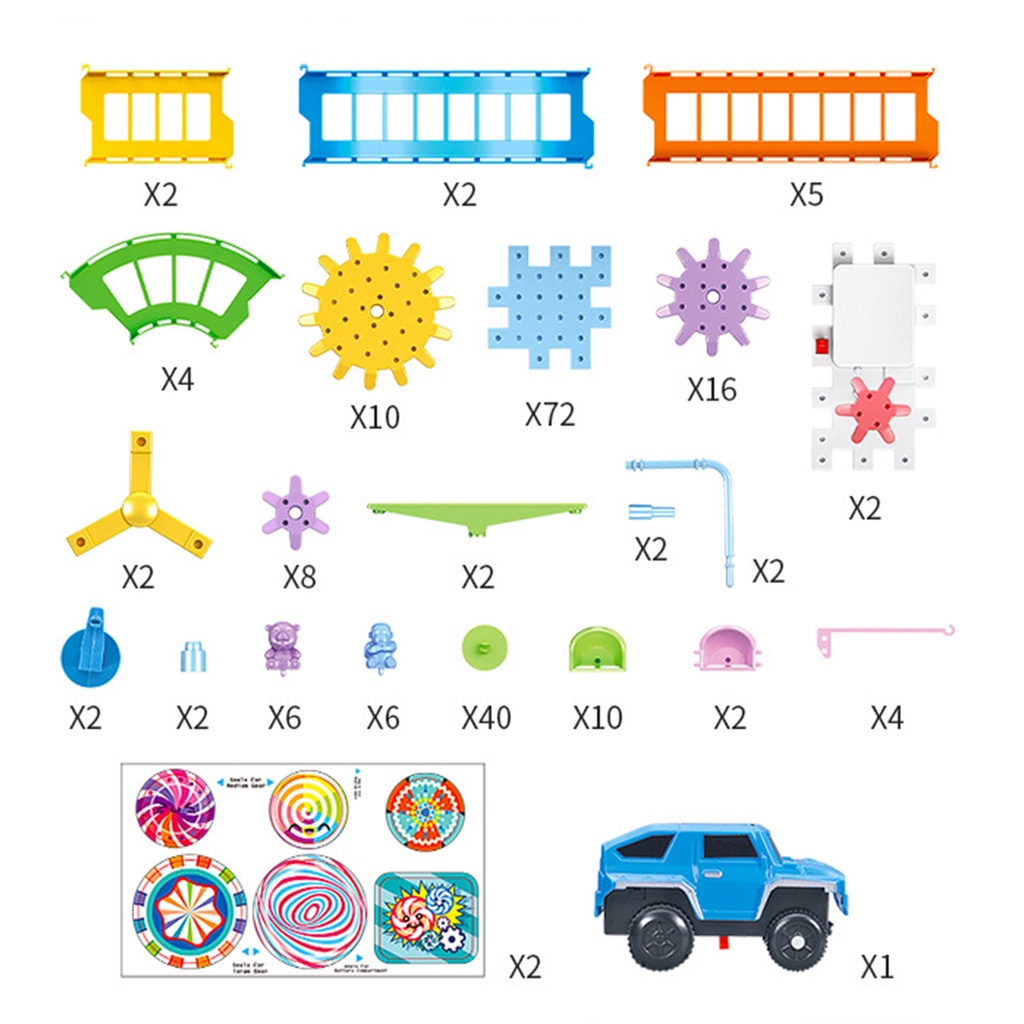 Gear Building Toy Set - Interlocking Learning Blocks - Motorized ...