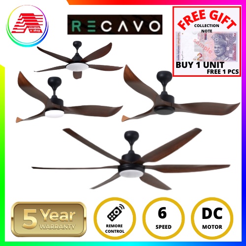 Recavo Ceiling Fan 52"/56"/66" Remote Control DC Motor Ceiling Fan with ...