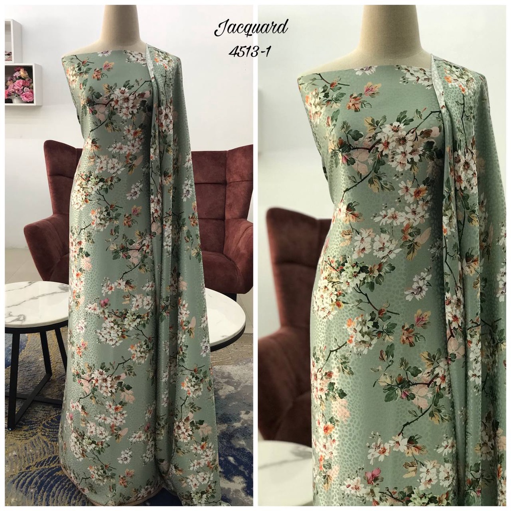 Kain Jacquard Silk Printed Open Meter Bidang 60 Kain Ela Jacquard ...