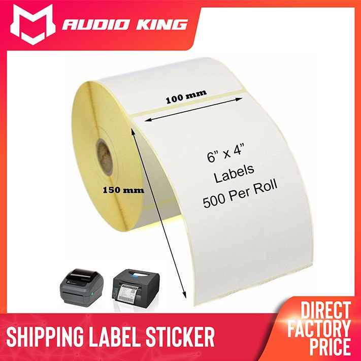 A6 THERMAL PAPER ROLLS 500PCS BARCODE STICKER WATERPROOF SHIPPING LABEL ...