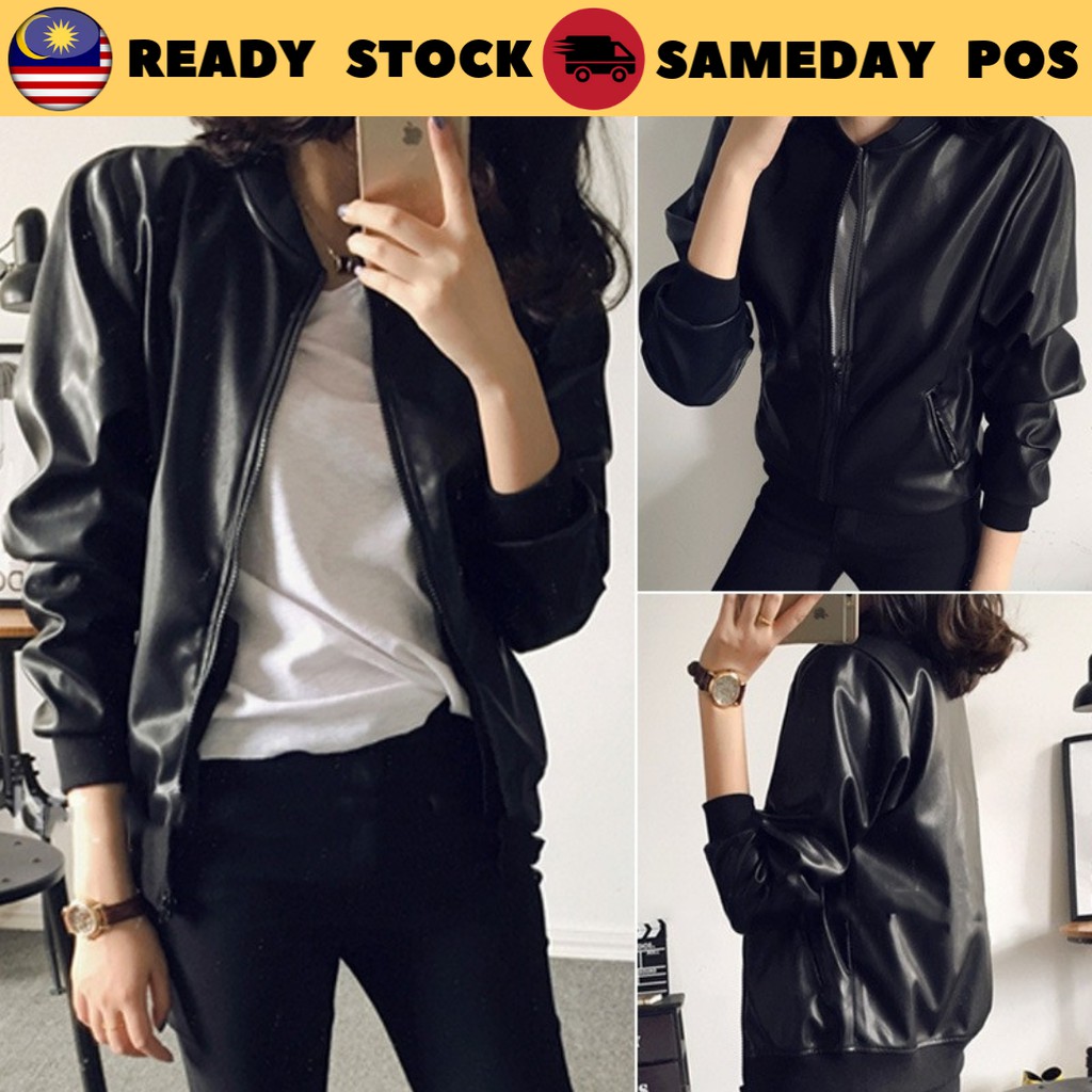 🇲🇾READY STOCK🇲🇾PU Leather Jacket Women's Leather Jacket | Shopee Malaysia