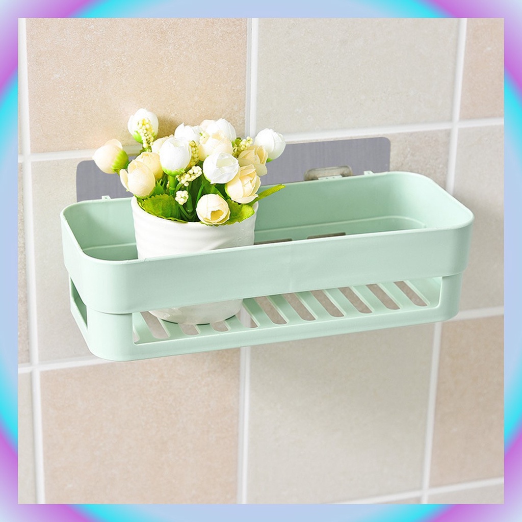 Bathroom Shampoo Rack Wall Mounted Plastic Kitchen Storage Sabun Tandas ...