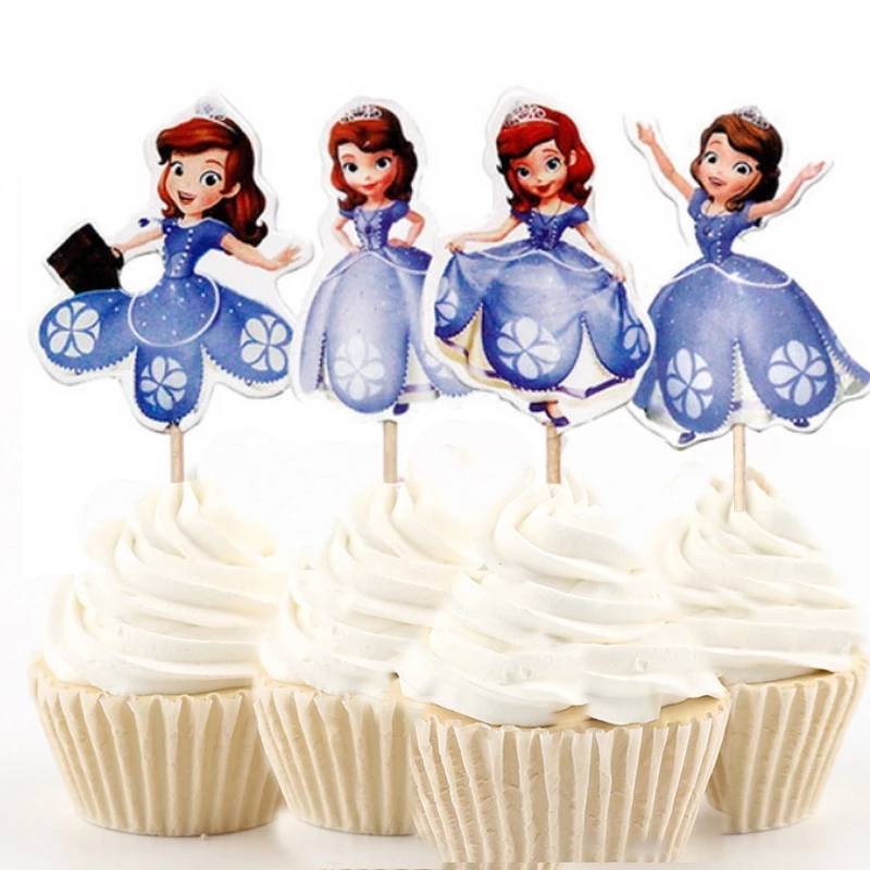 24pcs Cupcake Toppers Cute Cartoon Princess Theme Cake Decorations ...