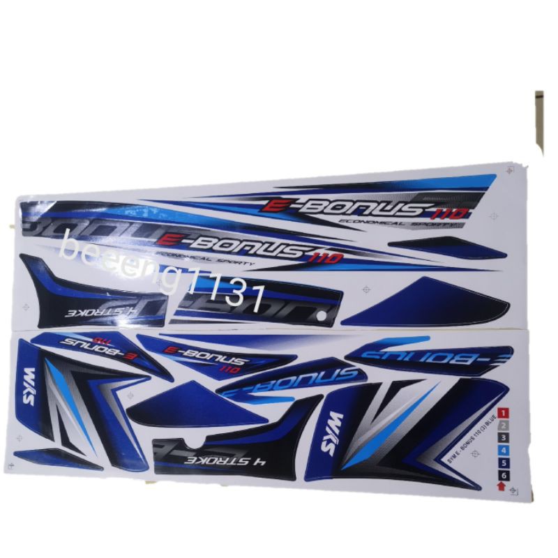 SYM E-Bonus 110(3) Body Sticker Set🔥 Blue🔥 | Shopee Malaysia