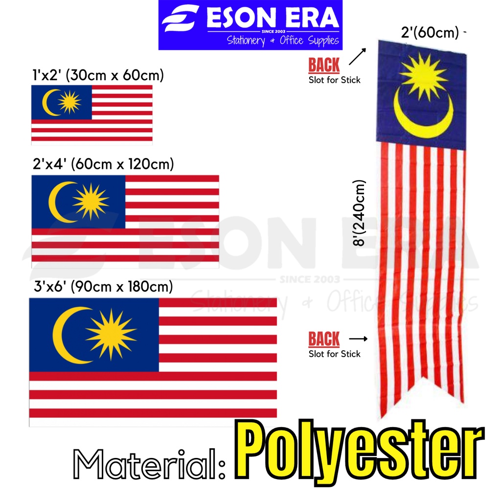Malaysia Flag (Polyester) 1x2, 2x4, 3x4, 2x8 Bendera Malaysia | Shopee ...