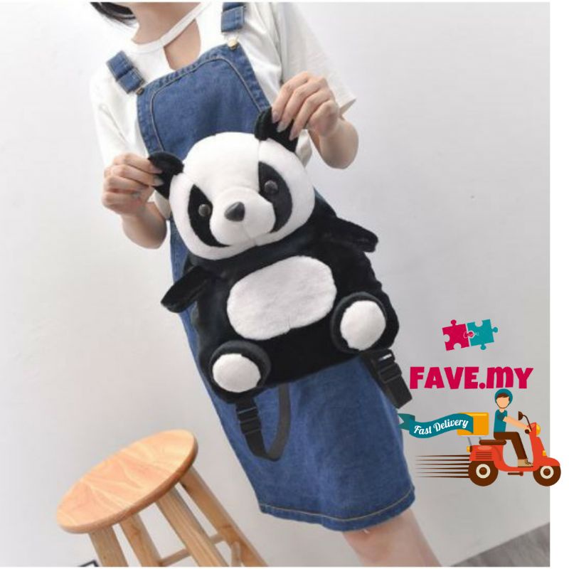 Korean Fluffy Panda Kids Bagpack Bag Comel Panda | Shopee Malaysia