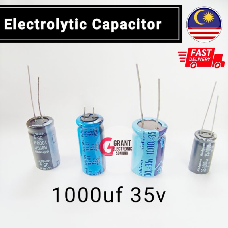 Electrolytic Capacitor 1000uf 35v Condenser Ecap Wincap Philips ...