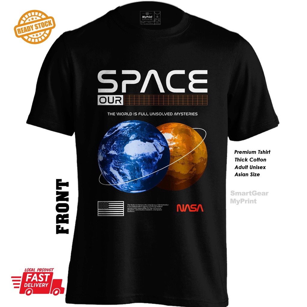 Nasa SpaceX space X Rocket Earth Mars Tshirt | Shopee Malaysia