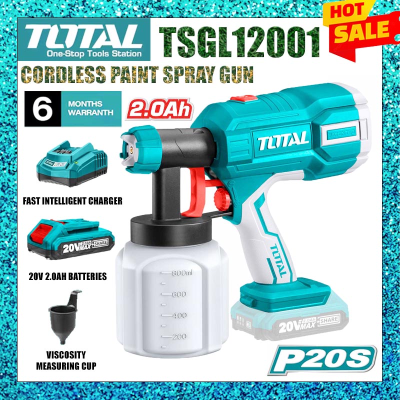 TOTAL TSGLI2001 20V LITHIUM-ION CORDLESS SPRAY GUN / PAINT SPRAY GUN ...