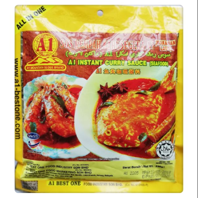 A1 Instant Curry Sauce for Seafood / Makanan Laut (海鲜类咖哩酱) | Shopee ...