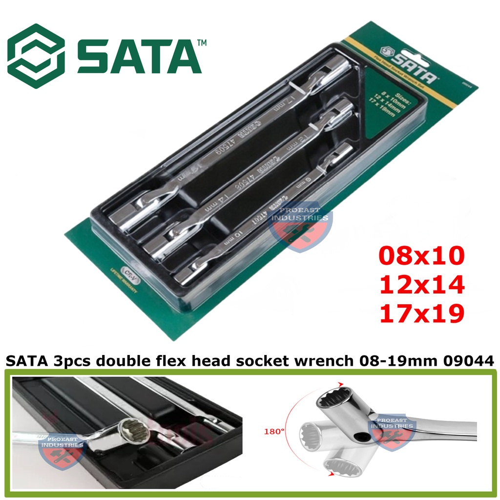 SATA 09044 3pcs double flex head socket wrench 08-19mm | Shopee Malaysia