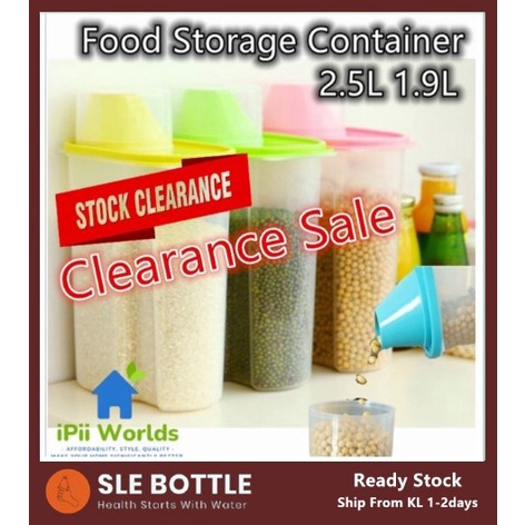 SLE 1.9L/2.5L Dry Food Storage Container Dispenser With Cup Kotak ...
