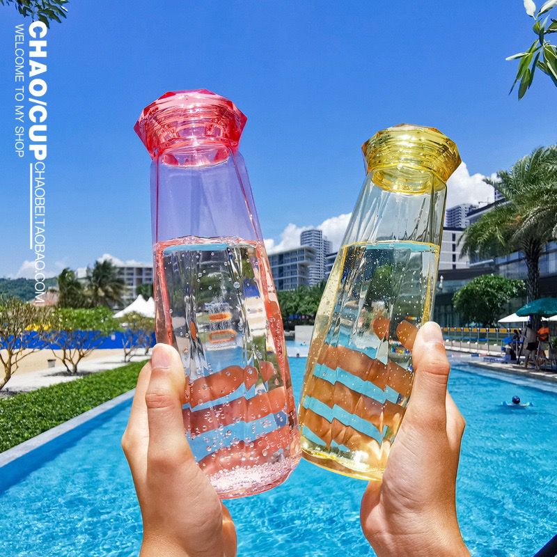 1CTN 100PCS !! Glass Bottle Ins Colourful Portable Creative Diamond Design Gift Cup Drinking ...