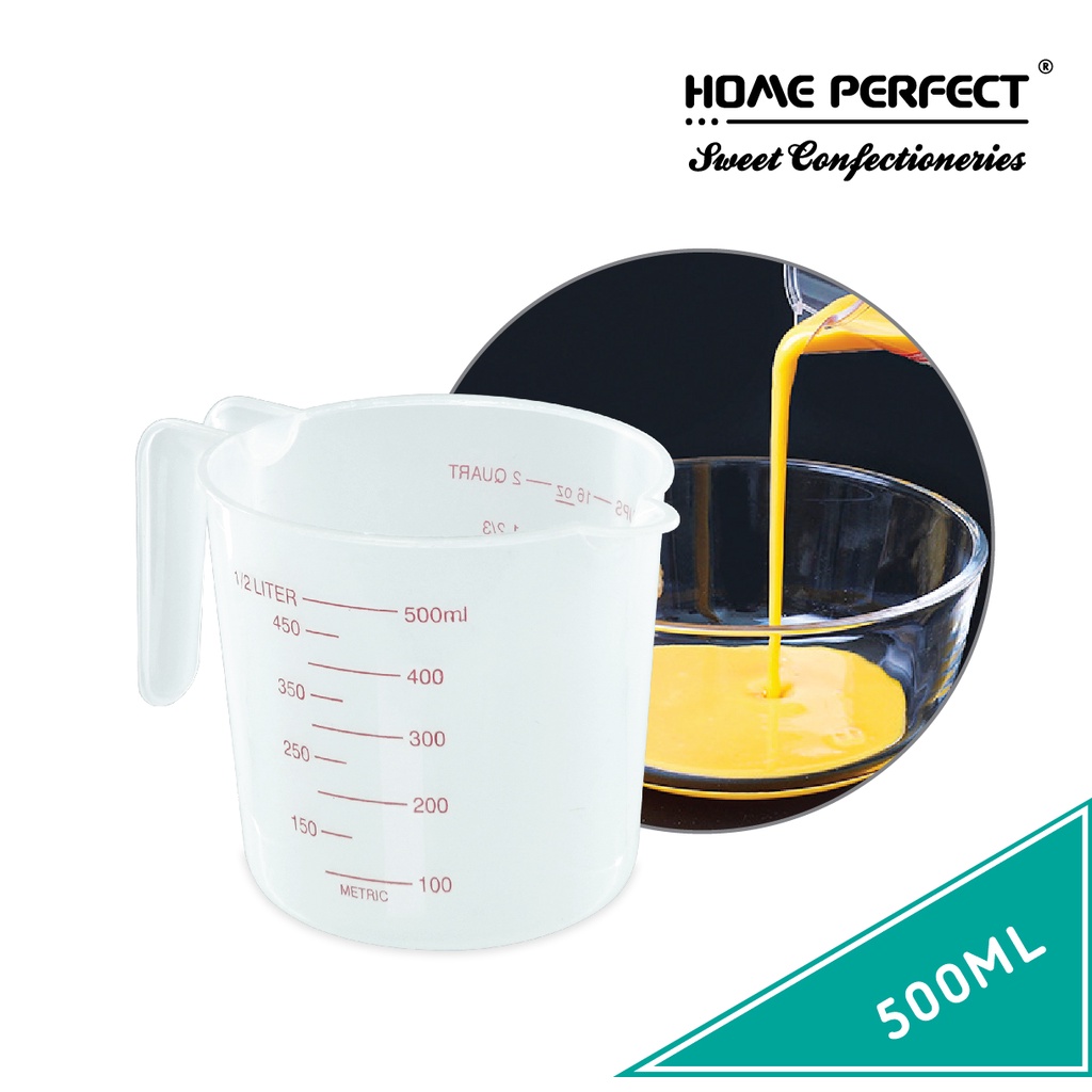 HOME PERFECT 250/500/1000ml Transparent Beaker Measuring Cup Jug W/Handle & Scale,Cawan Penyukat ...