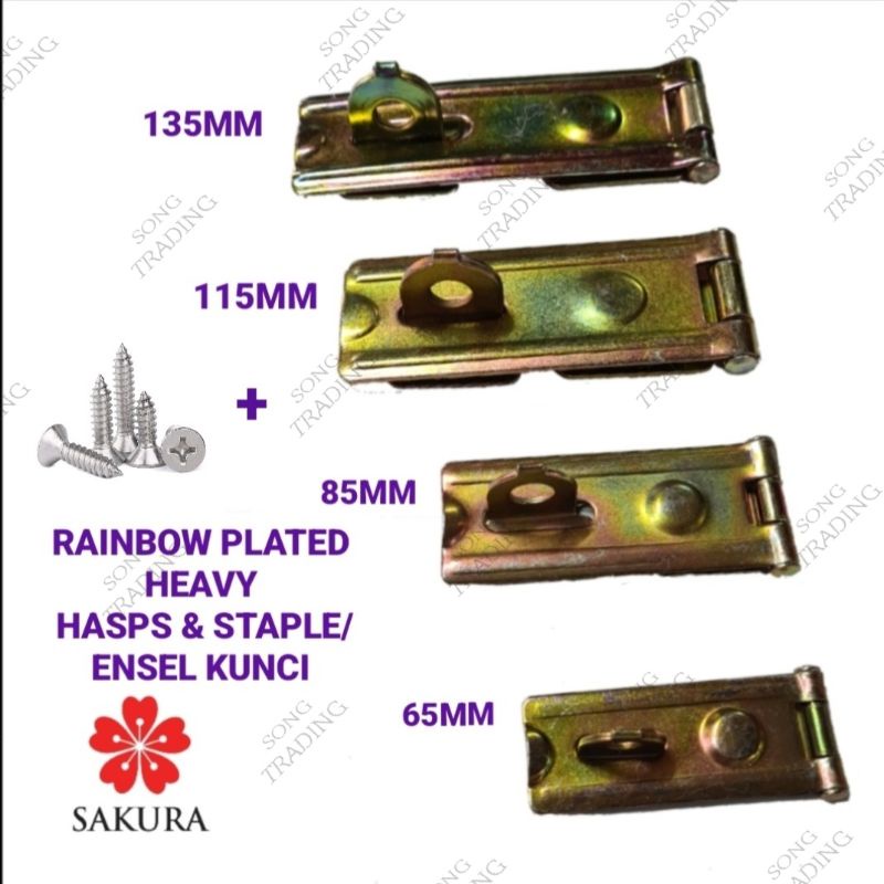 SAKURA RAINBOW PLATE HEAVY HASPS & STAPLE/ENSEL KUNCI BESI | Shopee ...
