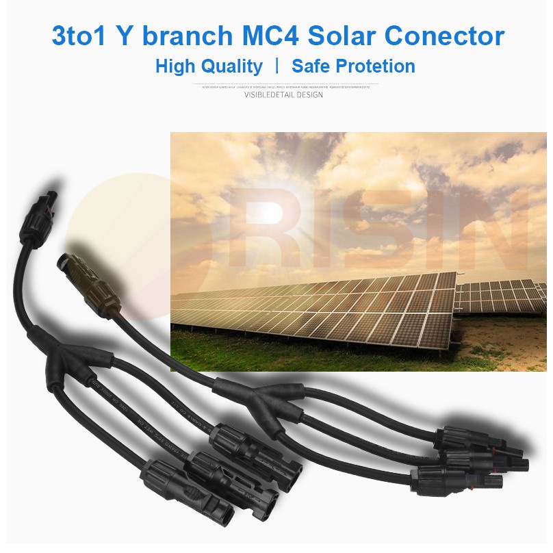 Parallel 3in1 PV Connection Y Type MC4 Branch Splitter Power Connector ...