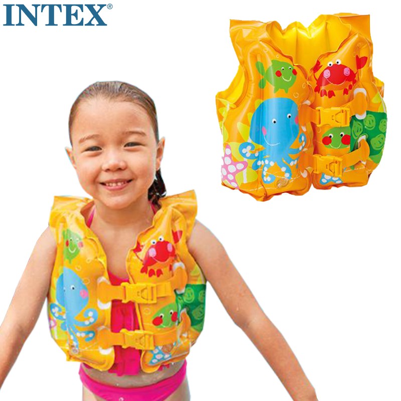 INTEX 59661 Tropical Buddies Inflatable Kid Swim Vest Life Jacket (41cm ...