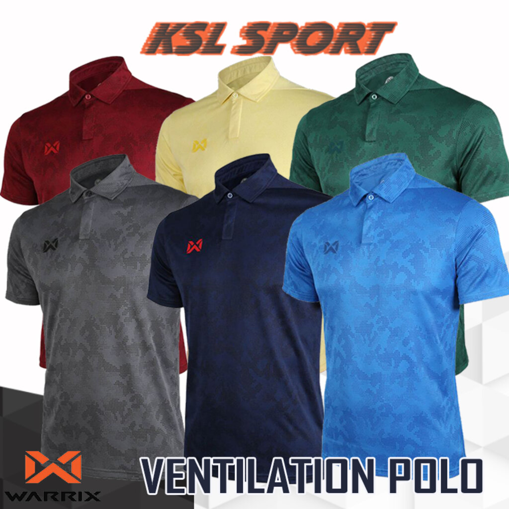 WARRIX New Varix Printed Polo Shirt VENTILATION (WA 202PLACL01) Authentic 1 Navy/Red/Yellow ...