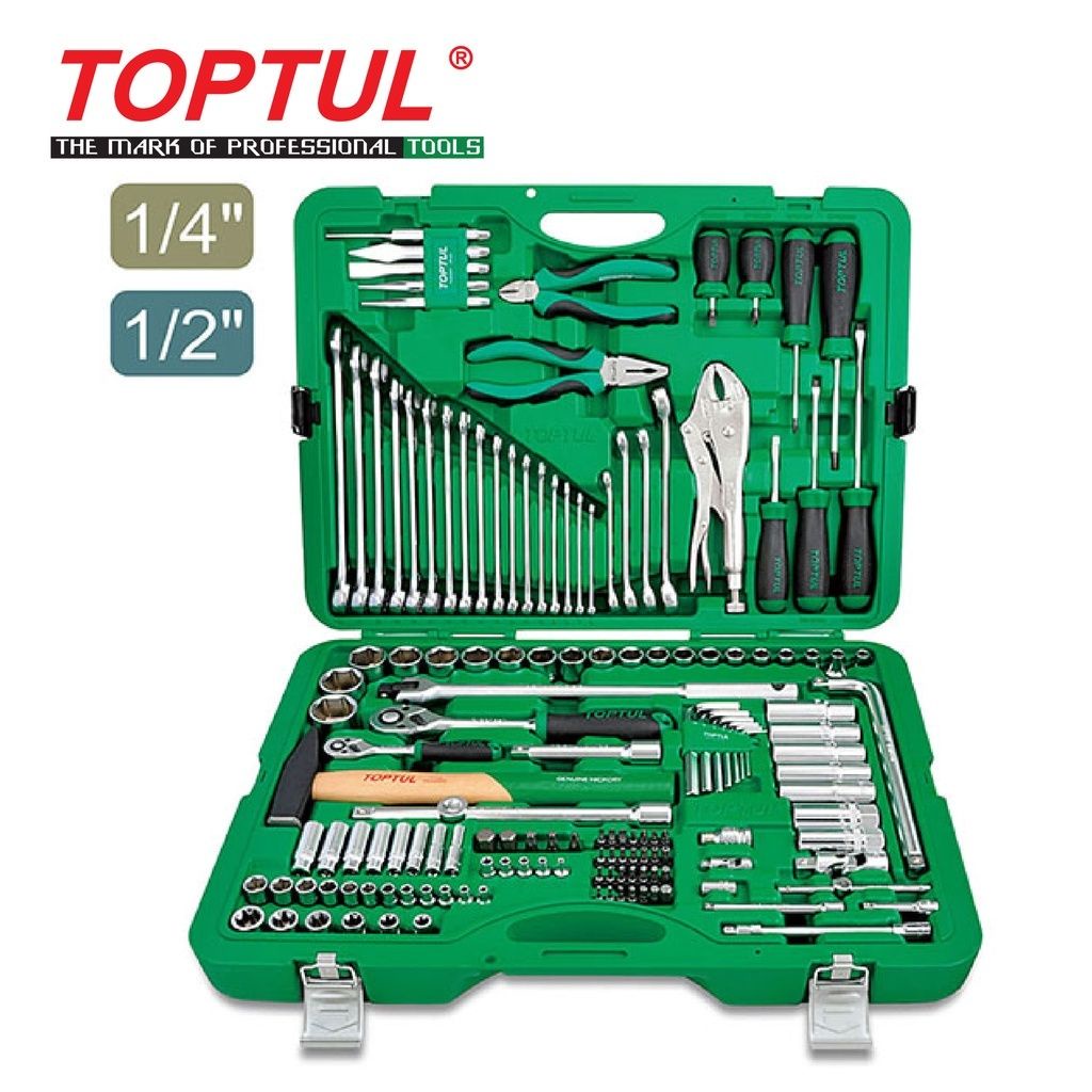 TOPTUL 150 Pcs 1/4" & 1/2" DR. Tool Kit - GCAI150R/GCAI150R1 | Shopee ...