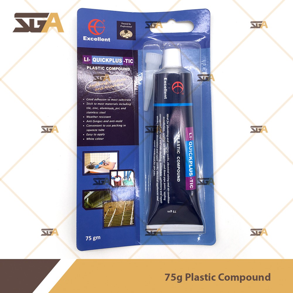 75g Excellent LI-QuickPLUS-TIC Plastic Compound Glue PIPE LEAKING Paip ...