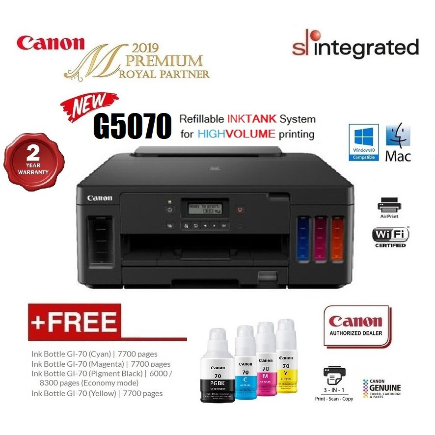 CANON PIXMA G5070 INK EFFICIENT G-SERIES REFILLABLE INK TANK SYSTEM ...