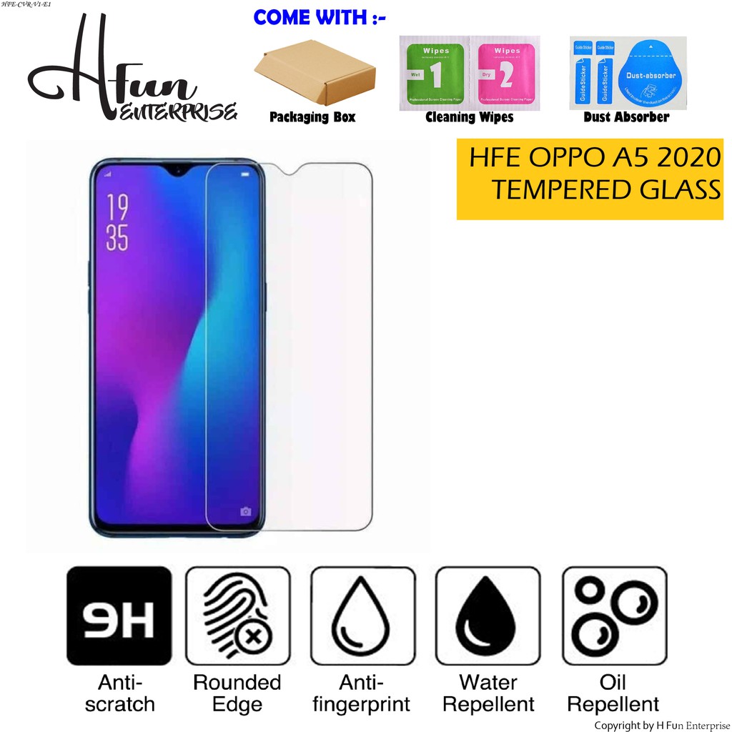 HFE OPPO A5 2020 SCREEN PROTECTORS TEMPERED GLASS (CLEAR) | Shopee Malaysia