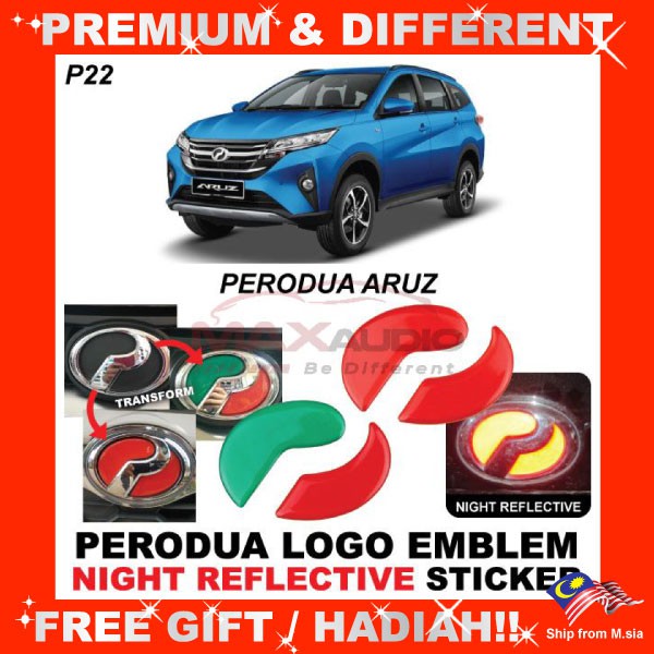 Car Logo Emblem Sticker PERODUA ARUZ Front Rear Steering Night ...