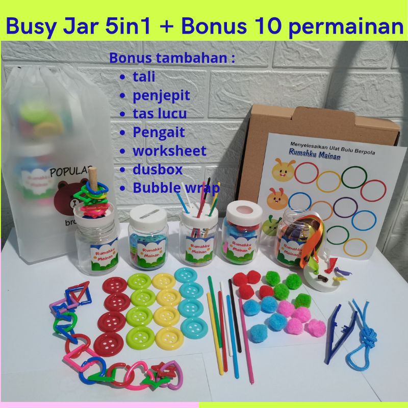 Busy Jar Toys Montessori Busy Jar Fine Motoric Play Toys Sensory Play ...