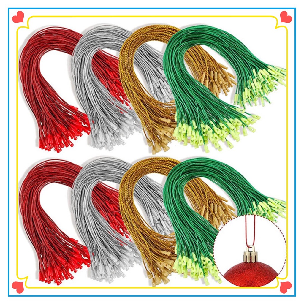 100Pcs Christmas Ornaments Hanger String Ribbon Ornament Hook Ropes ...