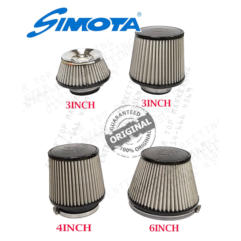 Simota Urethane Air Filter Open Pod Air Filter STAINLESS STEEL 3'' 4 ...