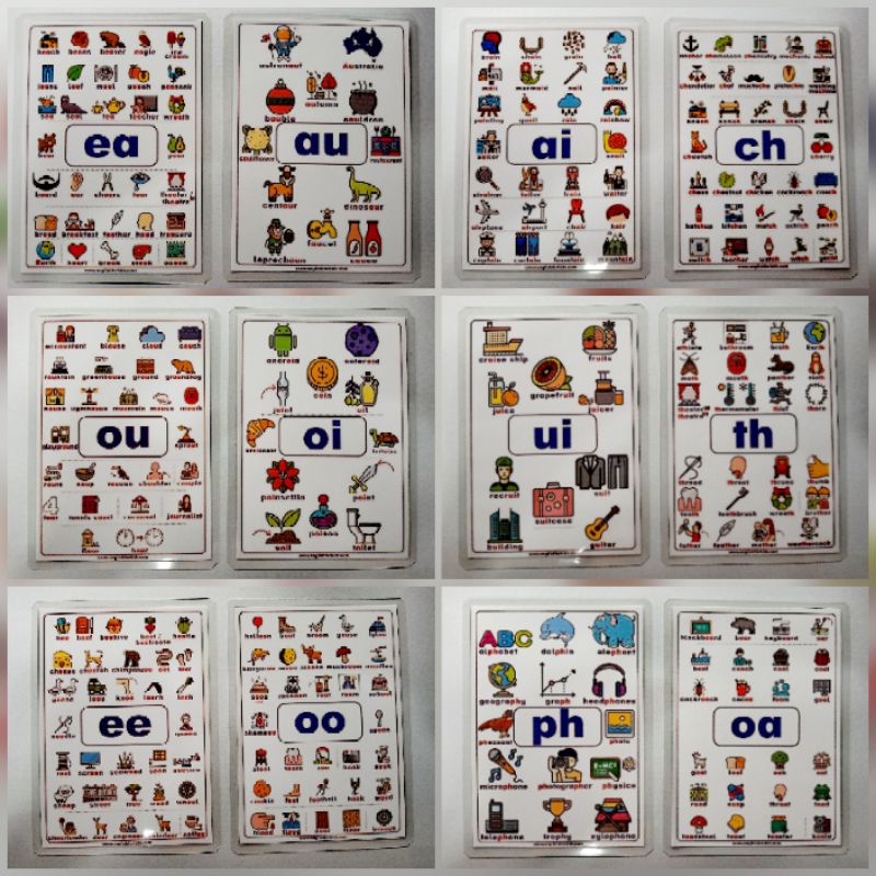 Reading - Phonics Flash Cards Laminated flashcards for Kids | Shopee ...