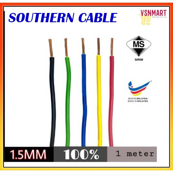 [LOOSE CUT PER METER] - SOUTHERN 1.5mm PVC Insulated Power Cable Wire ...