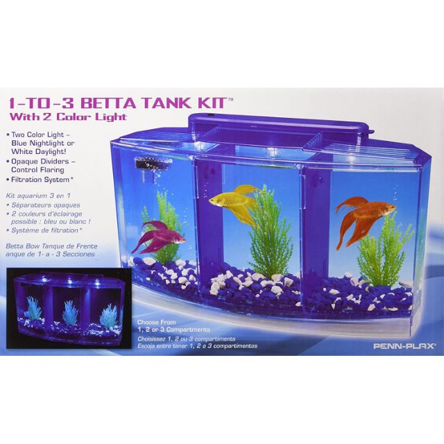 VENYS Triple Betta tank / Triple Divider Rectangle Mini Aquarium Tank ...