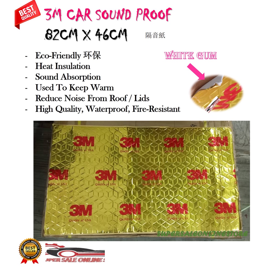 3M Car SoundProof 80cm x 46cm Sound Proofing Insulation Heat Mat ...