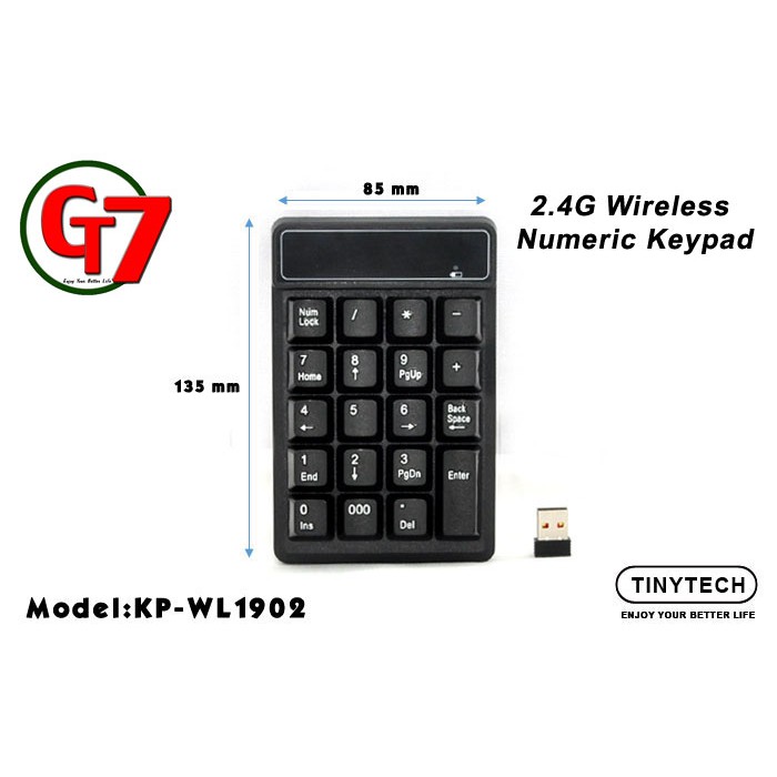 TINYTECH 2.4GHz WIRELESS NUMERIC KEYPAD (KP-WL1902) | Shopee Malaysia