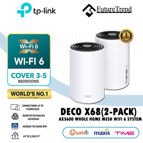 TPLink Deco X68 (2 Pack) AX3600 Whole Home Mesh WiFi 6 System | Shopee ...