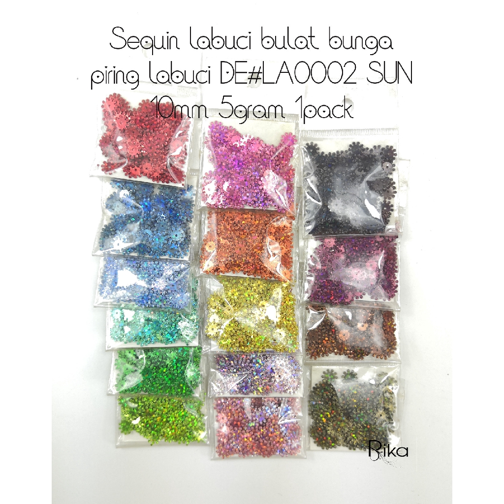 sequin labuci bulat bunga piring LABUCI DE#LA002 SUN 10mm 3grm 1pack ...