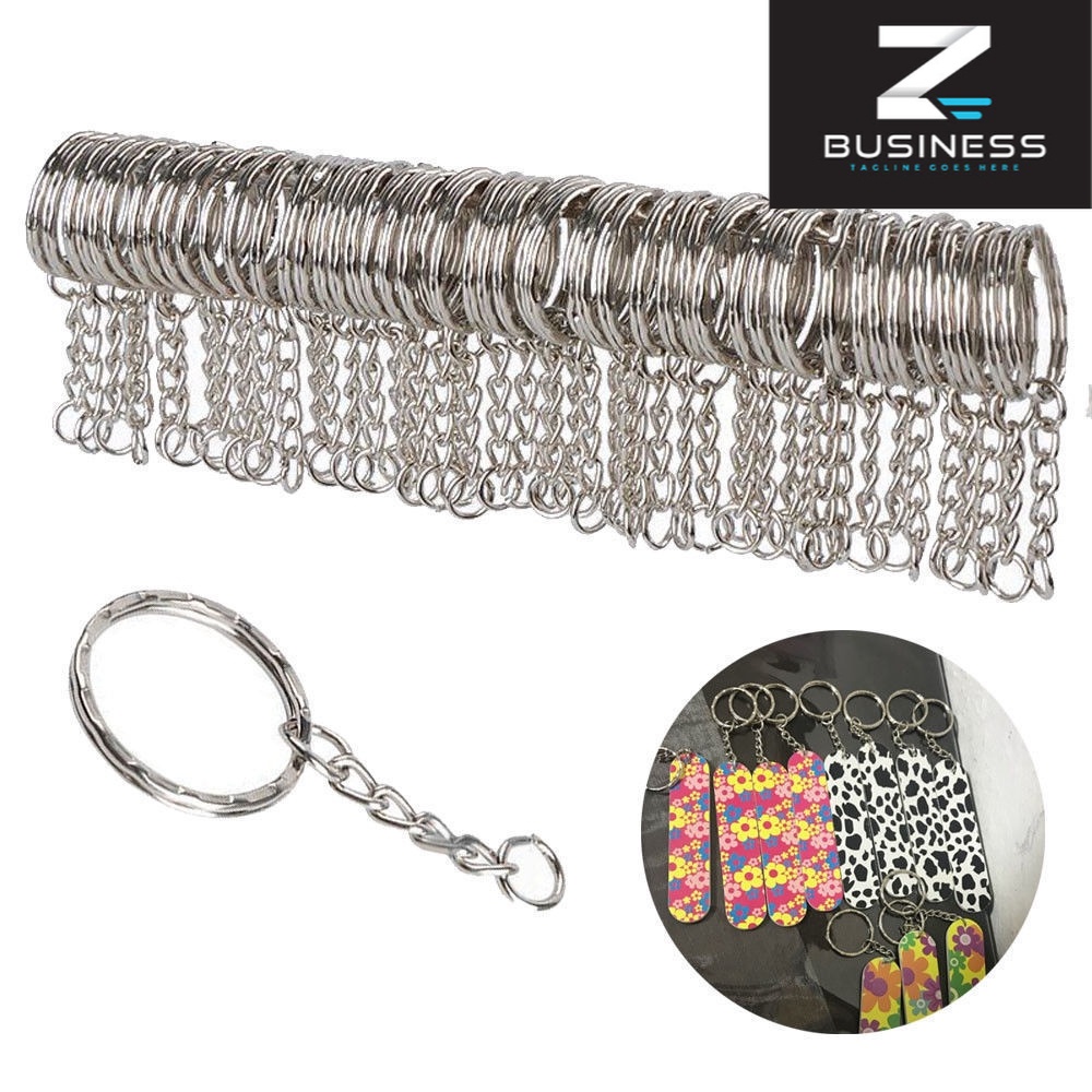 Zshope 100 Pcs Polished Silver DIY Key Rings Key Chains With Link Chain ...