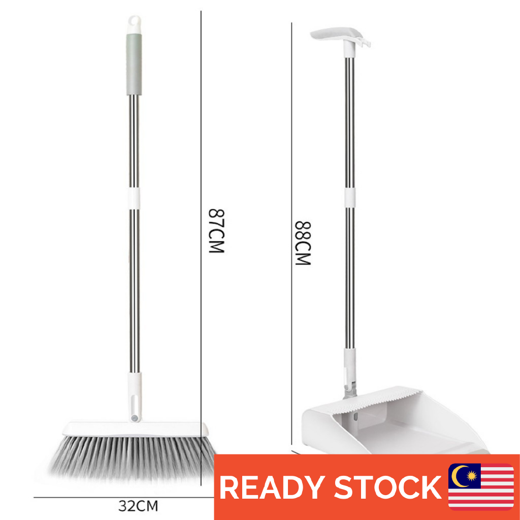 Foldable Sweeper 2 in 1 Broom Stick Handle Holder and Dustpan Combo Set Magic Broom Penyapu ...