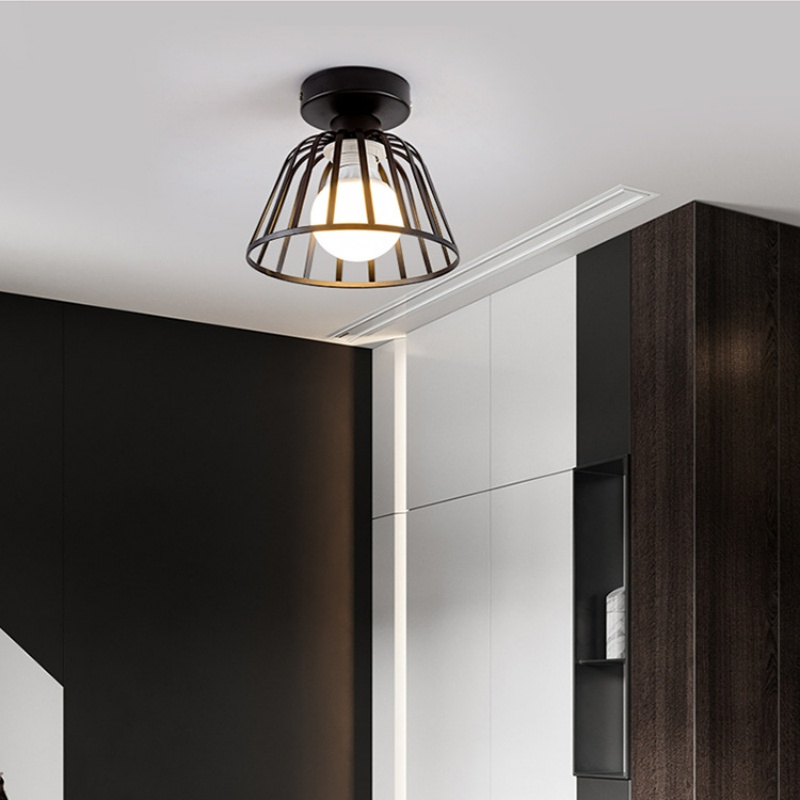 LED retro wrought iron ceiling lamp American minimalist creative ...