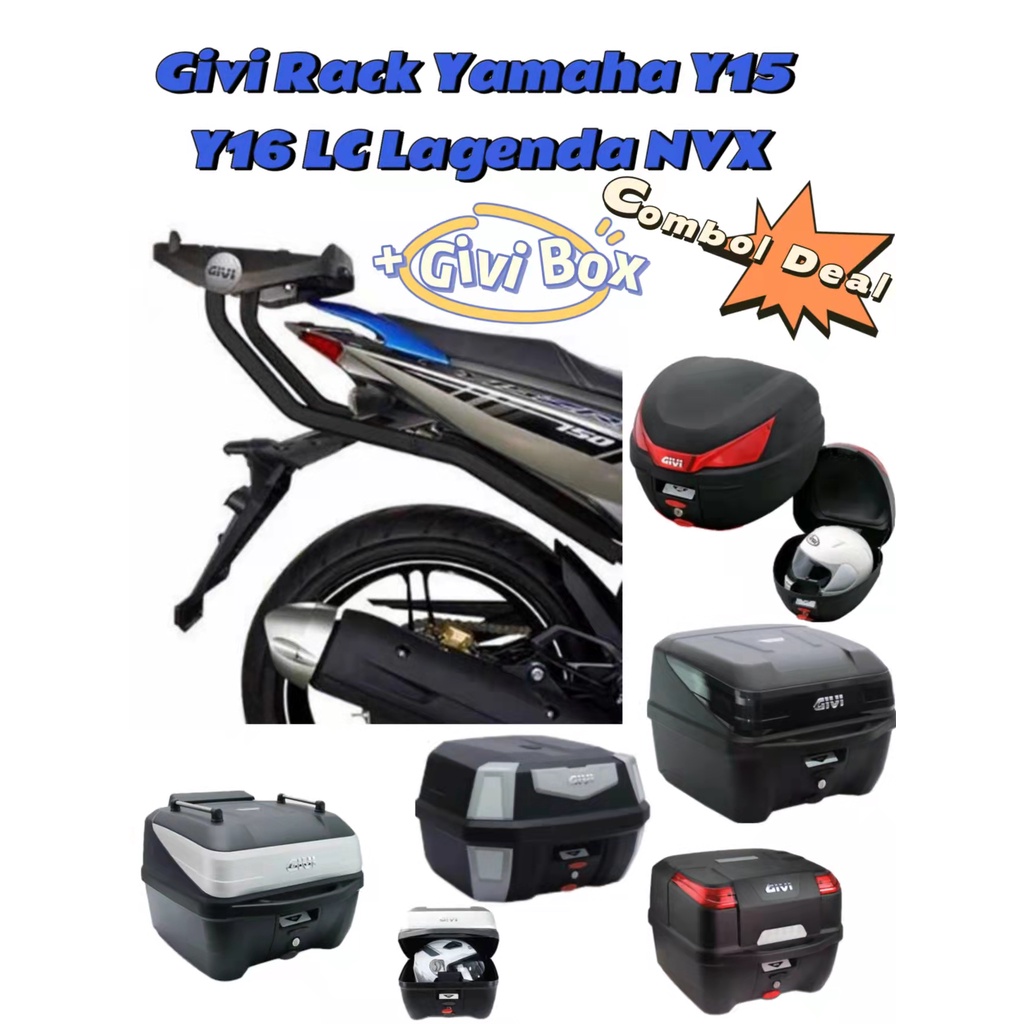 COMBO SET GIVI Yamaha Y16 Y15 LC135 LC135FI HRX Heavy Duty Rack J with ...