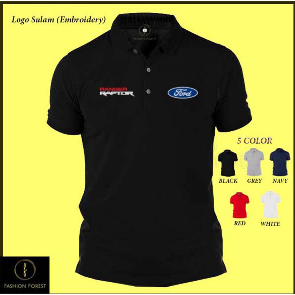 Polo T Shirt Ford Ranger Raptor Logo Sulam EcoBoost V6 Performance Baju ...