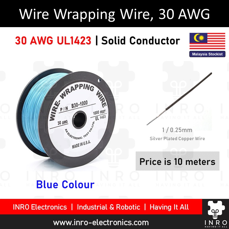 Wire Wrapping Wire, Single Strand Silver Plated, 30 AWG, UL1423, Rework ...