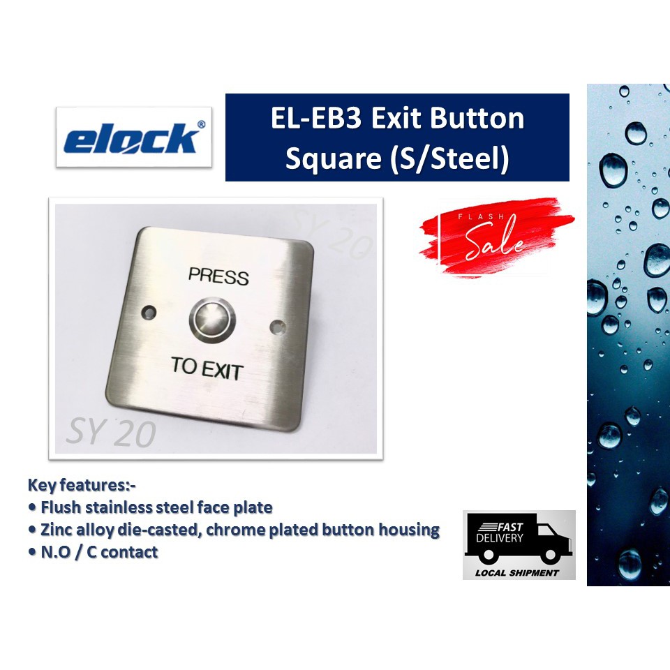 Elock EL-EB3 Exit Button Square (S/Steel) | Shopee Malaysia
