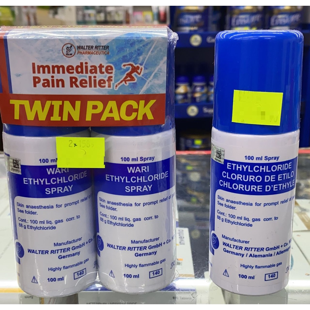 WARI ETHYLCHLORIDE SPRAY MUSCLES PAIN RELIEF TWIN PACK 2x100ml or 100ml ...