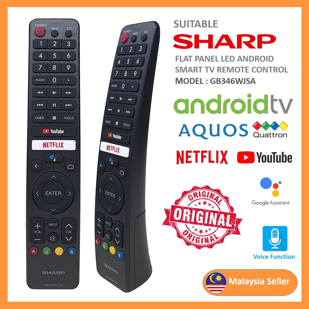 **Original** Sharp Google Assistant Voice Netflix Android Smart TV ...
