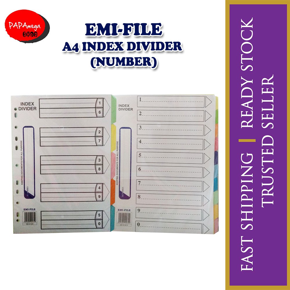 EMI FILE INDEX DIVIDER (NUMBERS) | Shopee Malaysia