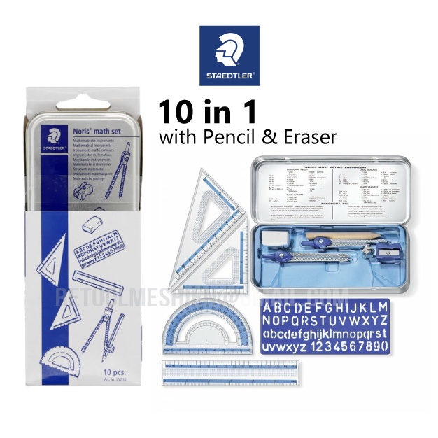 [10 in 1] Compass Divider Stencil Math Instrument Set Staedtler ...