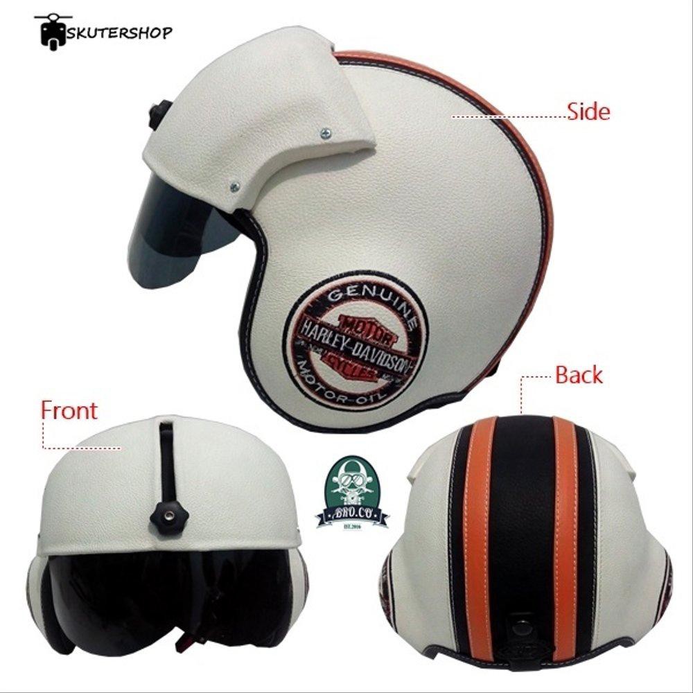 Harley Davidson Logo White Bone Combi Bro.co Glass Pilot Helmet | Helm ...