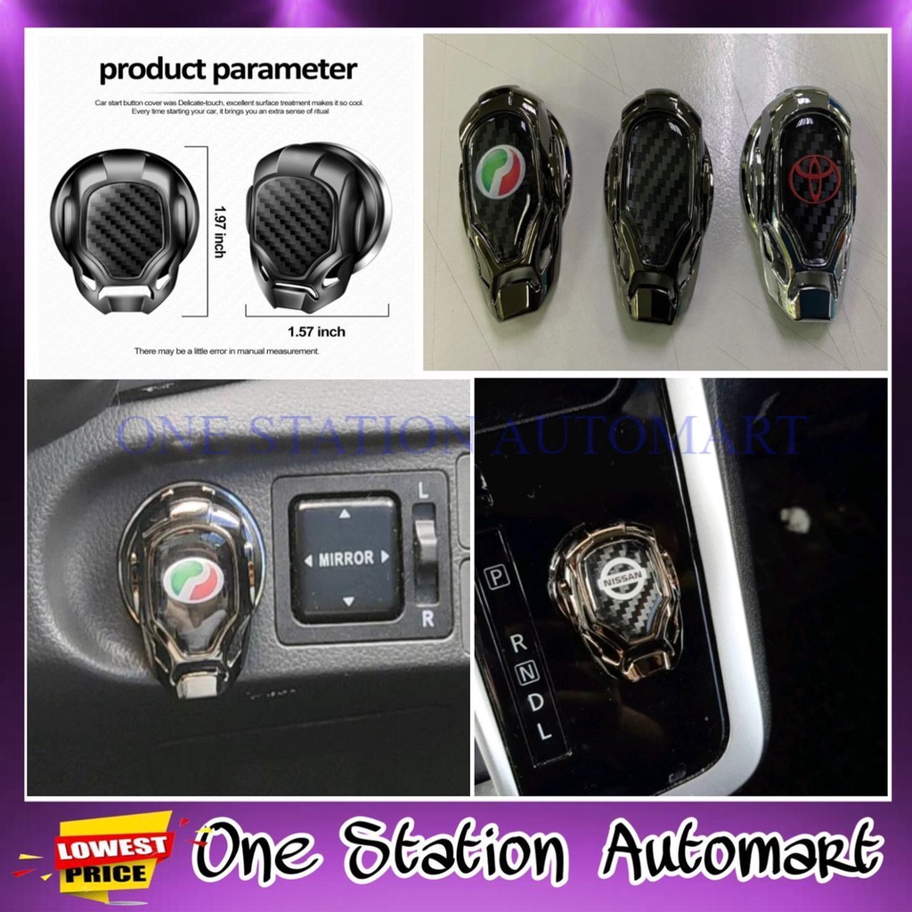 Carbon fiber Alloy Car Engine Ignition Push Start Button Cover ...